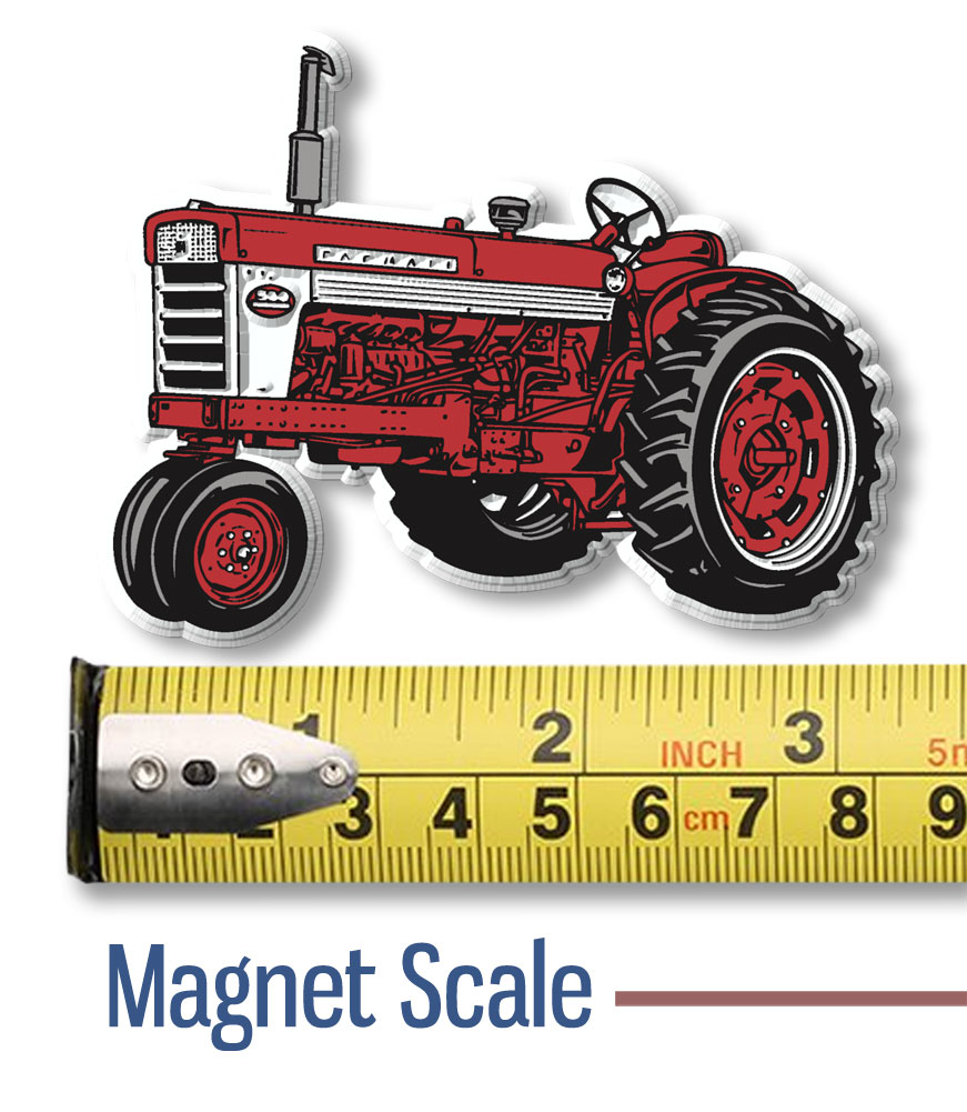 Vintage Red & White Tripod Tractor Magnet by ClassicMagnets.com