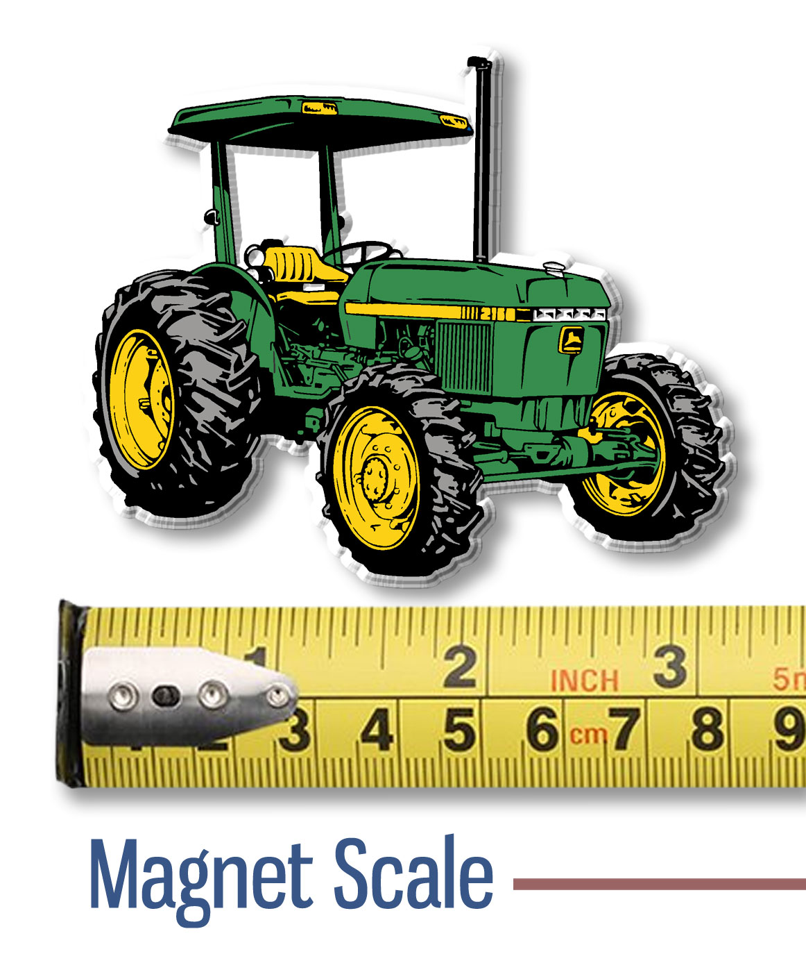 Set of Four Green & Cream Tractor Magnets by ClassicMagnets.com