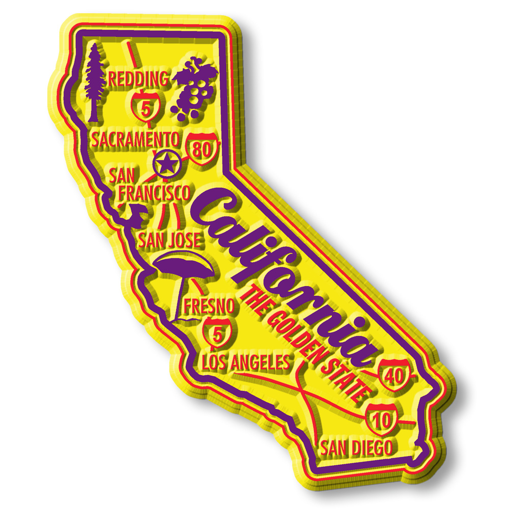 California State Premium Map Magnet - ClassicMagnets.com