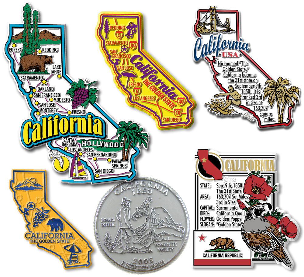 California Six-Piece State Magnet Set - ClassicMagnets.com