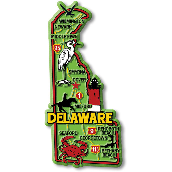 Delaware Colorful State Map Magnet - ClassicMagnets.com