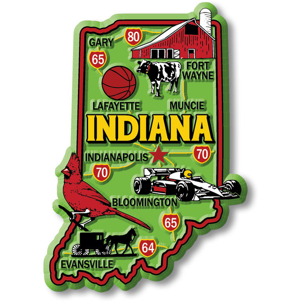 Indiana Colorful State Map Magnet - ClassicMagnets.com