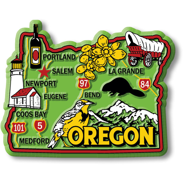 Oregon Colorful State Map Magnet - ClassicMagnets.com