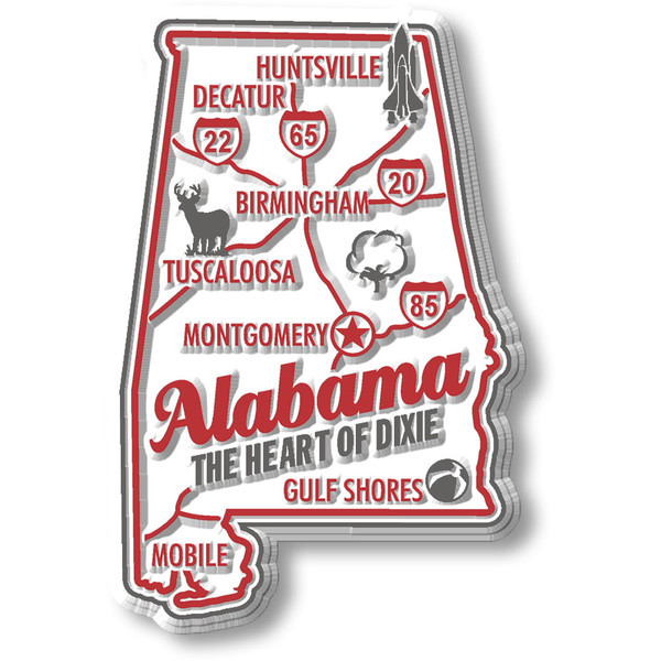 Alabama Premium Map Magnet - ClassicMagnets.com
