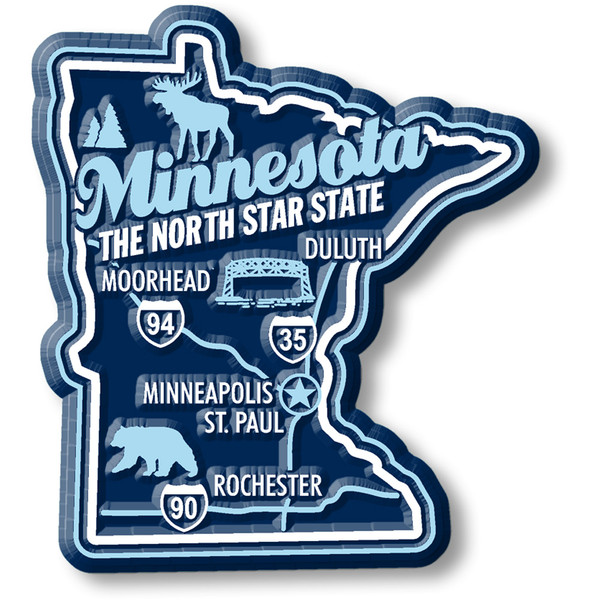 Minnesota State Premium Map Magnet - ClassicMagnets.com