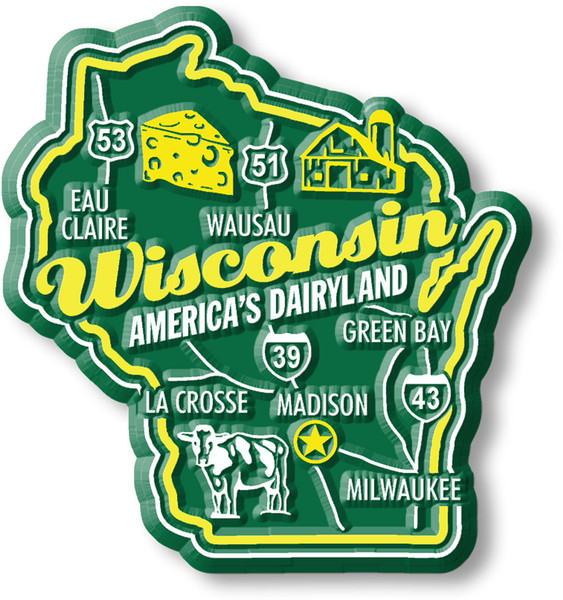 Wisconsin Premium Map Magnet - ClassicMagnets.com