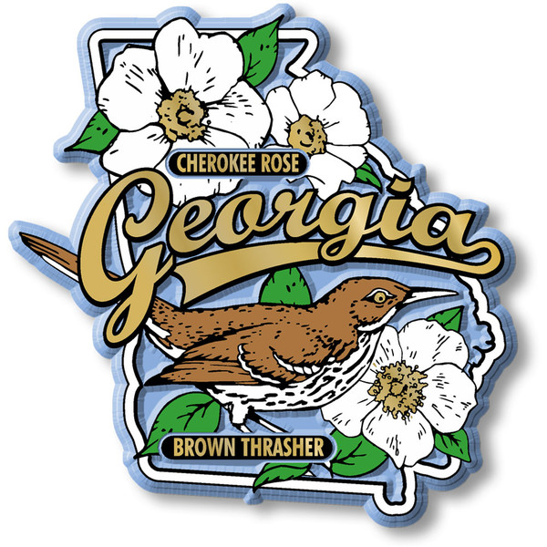 Georgia State Bird and Flower Map Magnet by Classic Magnets