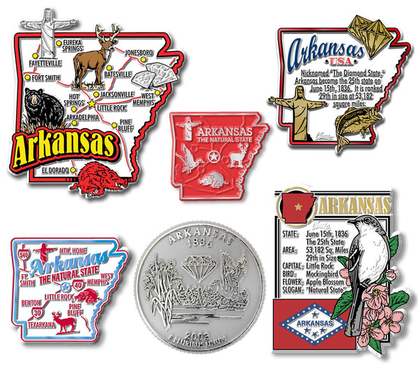 Arkansas Six-Piece State Magnet Set - ClassicMagnets.com