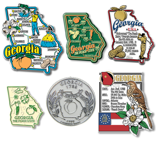 Georgia Six-Piece State Magnet Set - ClassicMagnets.com