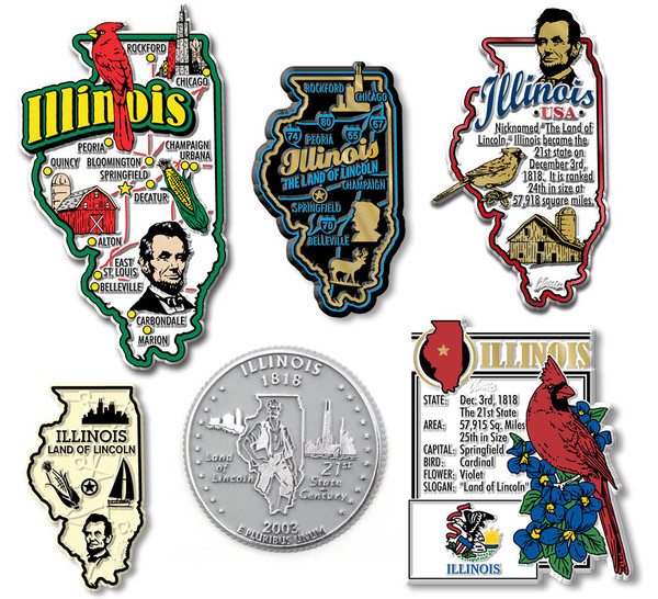 Illinois Six-Piece State Magnet Set - ClassicMagnets.com