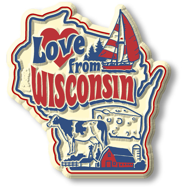 Love from Wisconsin State Map Magnet - ClassicMagnets.com