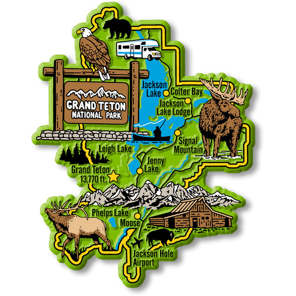 Grand Teton National Park Map Magnet - ClassicMagnets.com
