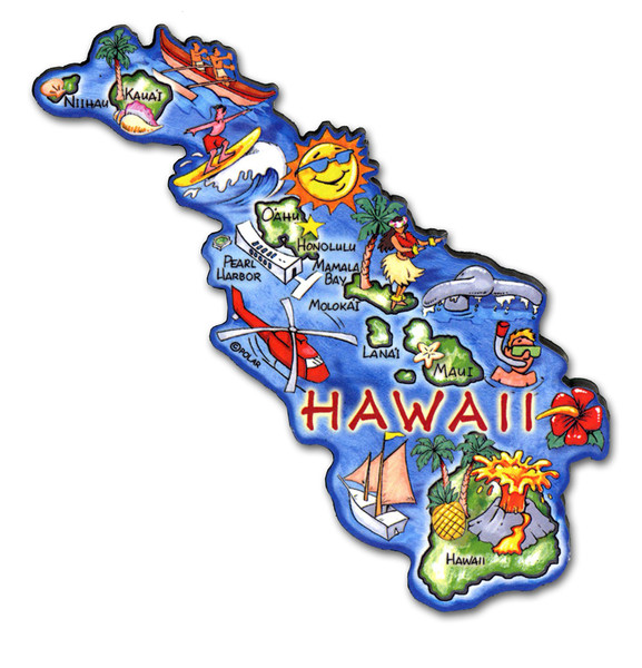 Hawaii State Magnet (Artwood) by ClassicMagnets.com
