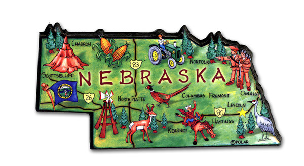 Nebraska State Magnet (Artwood) by ClassicMagnets.com
