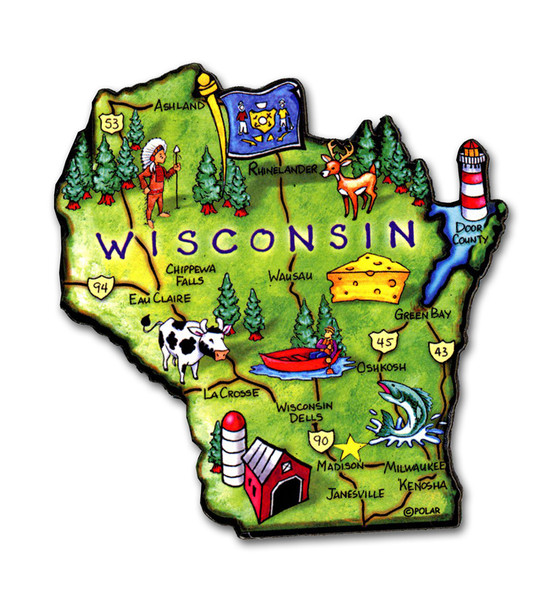 Wisconsin State Magnet (Artwood) by ClassicMagnets.com