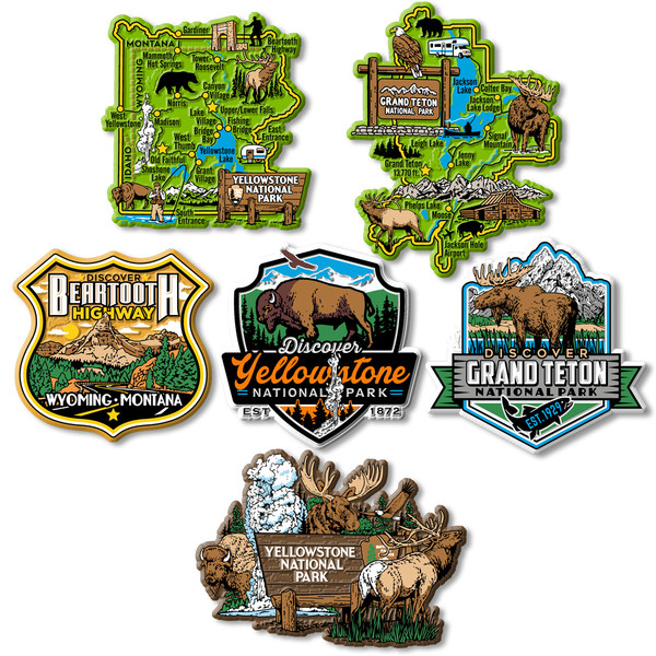 Yellowstone Set of Six Magnets - ClassicMagnets.com