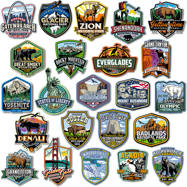 Discover America National Park Magnet Set by ClassicMagnets.com