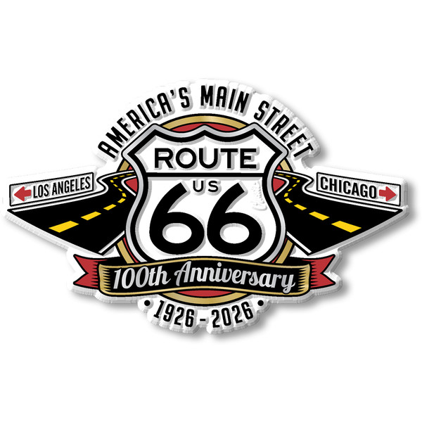 Route 66 100th Anniversary Shield & Roads Magnet - ClassicMagnets.com