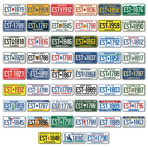 50 State License Plate Magnet Set - ClassicMagnets.com