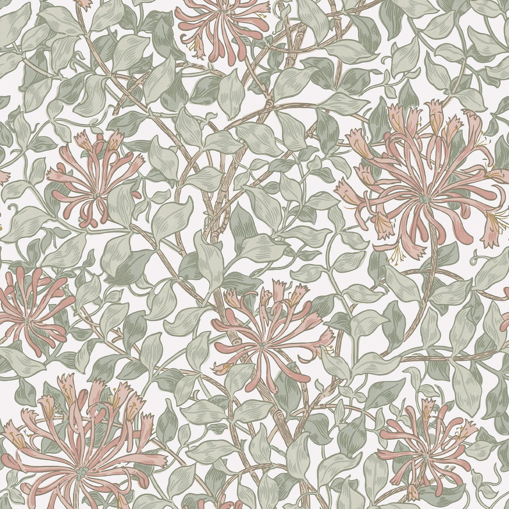 Honeysuckle Maytime Wallpaper | Green | William Morris