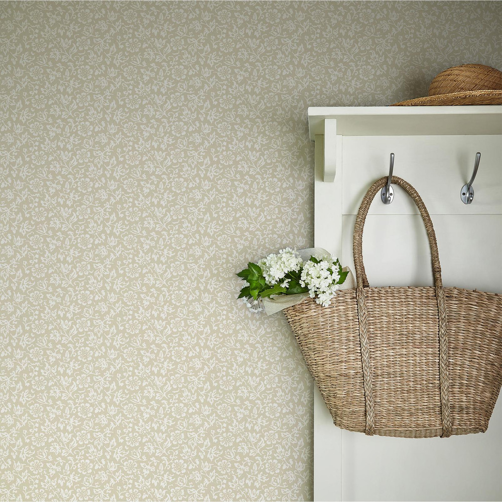 Laura Ashley Sweet Alyssum Twine Natural Wallpaper | Cream | Laura Ashley