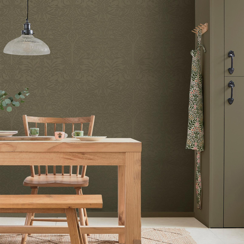 Brother Rabbit Paintable Wallpaper | White | William Morris