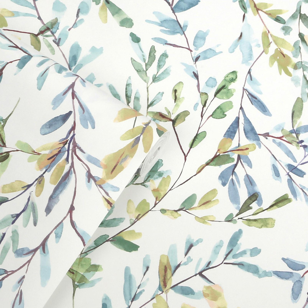 Laura Ashley Brayton Leaves Fresh Green Wallpaper | White | Laura Ashley