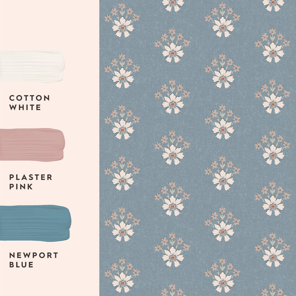 Laura Ashley Semington Floral Geo Newport Blue Wallpaper | Blue | Laura ...