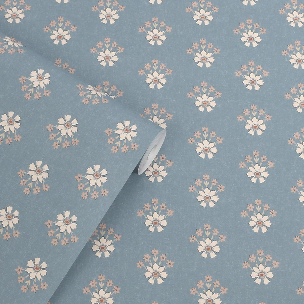 Laura Ashley Semington Floral Geo Newport Blue Wallpaper | Blue | Laura ...