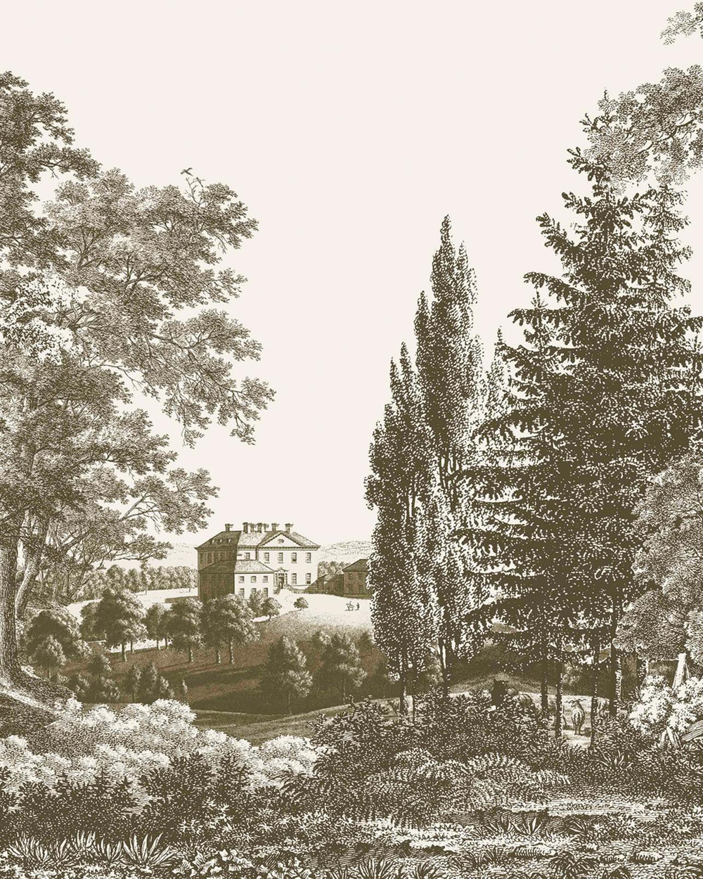 Stately Manor Sepia Bespoke Mural | Brown | Graham & Brown