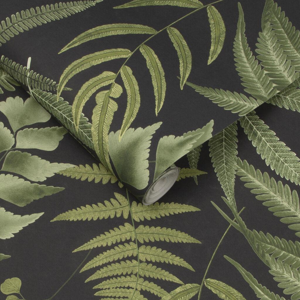 Midsummer Fern Black Wallpaper | Graham & Brown