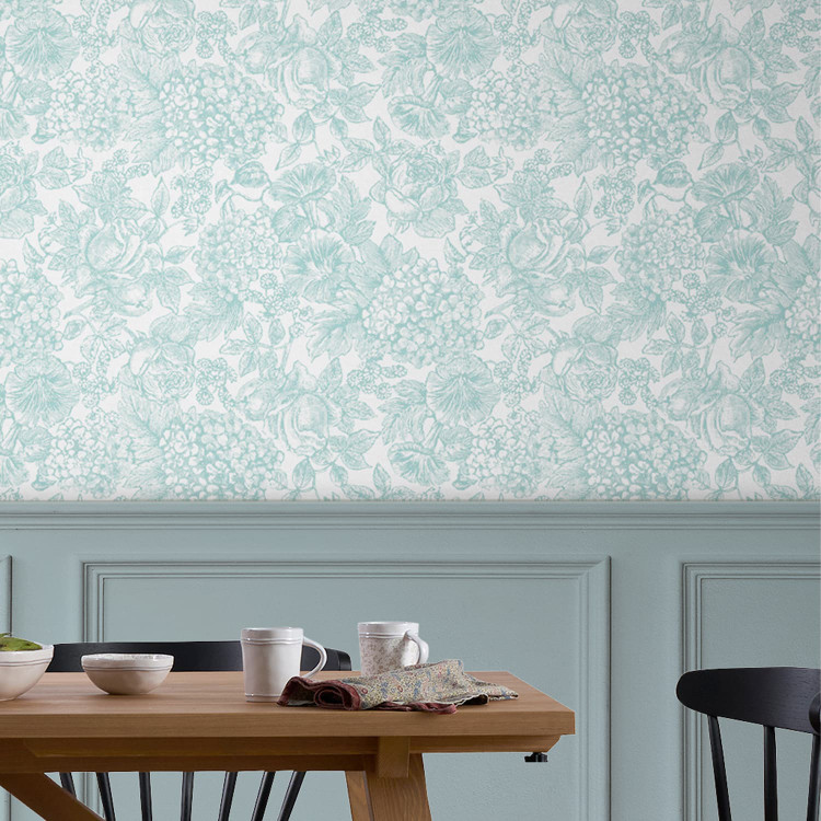 Laura Ashley Louise Duck Egg Blue Wallpaper