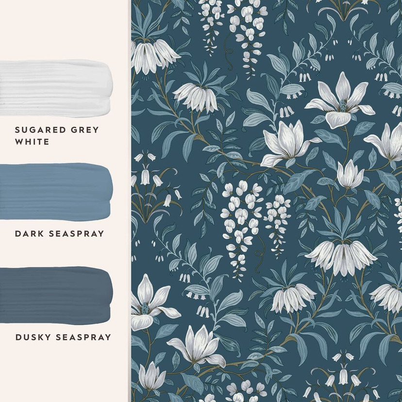 Laura Ashley Parterre Dark Seaspray Wallpaper | Wallpaper It