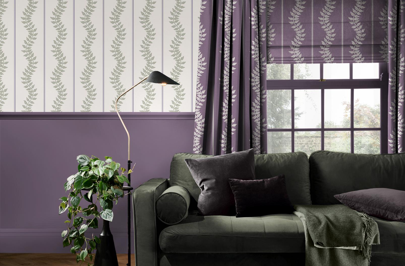 Laurel Leaf Tapete Mauve und Salbei | Grau | Graham & Brown