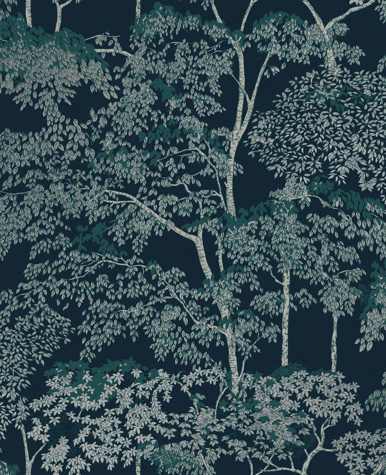 Idyll Tree Navy Wallpaper | Blue | Graham & Brown
