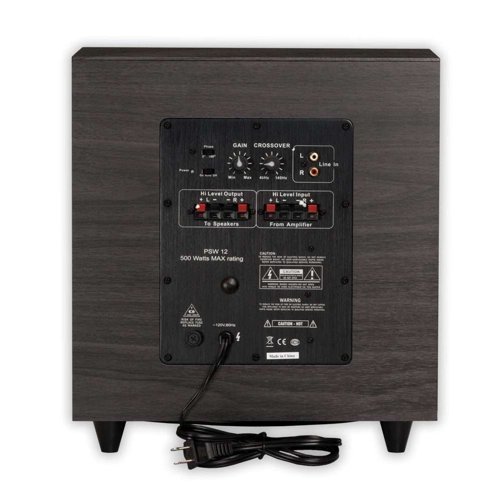 PSW12 Home Theater Powered 12" Subwoofer Black Down Firing Sub ...