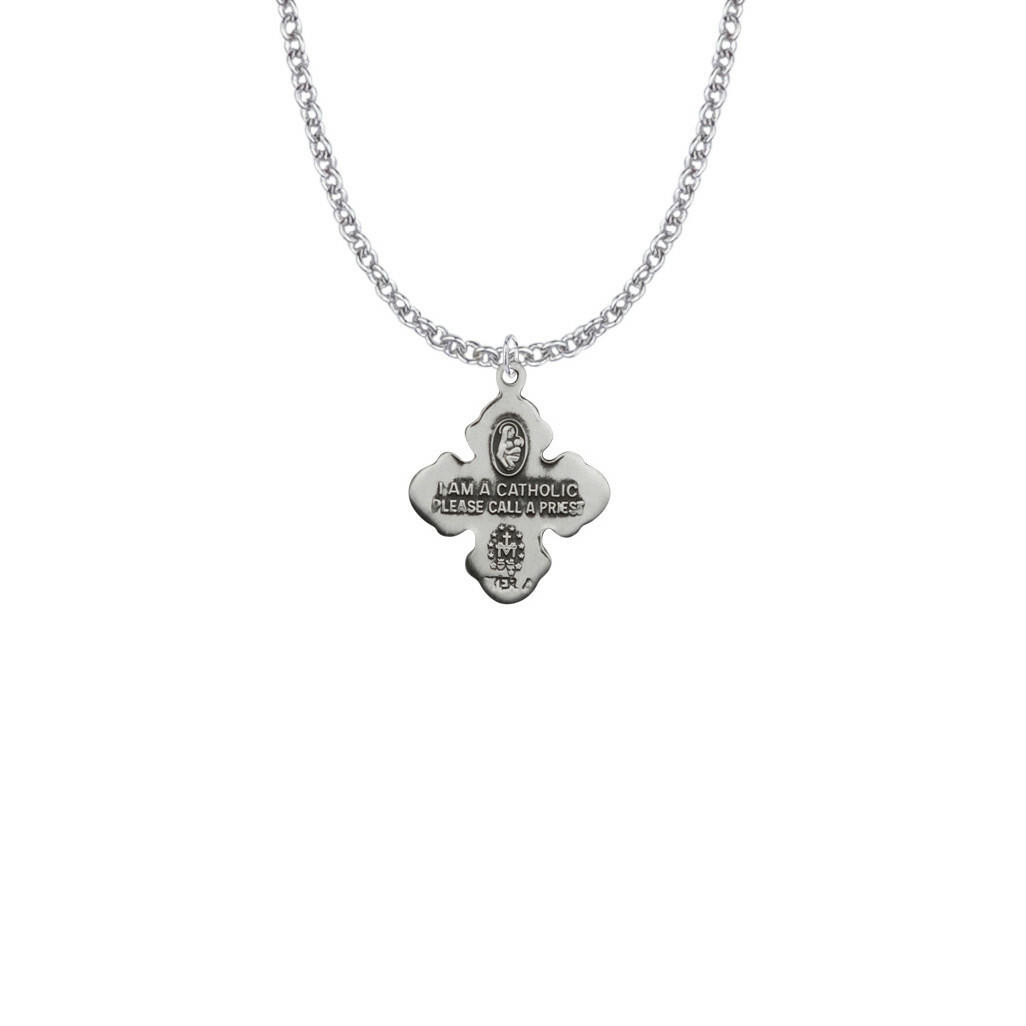 Small Communion 4-Way Necklace - Sterling Silver Medal On 18" Stainless ...