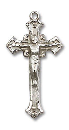 Embellished Large Crucifix Pendant - Sterling Silver 1 1/8" x 5/8" (2187SS)