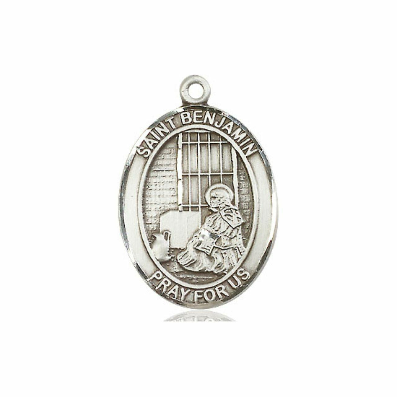 St. Benjamin Medal - Sterling Silver Oval Pendant (3 Sizes)