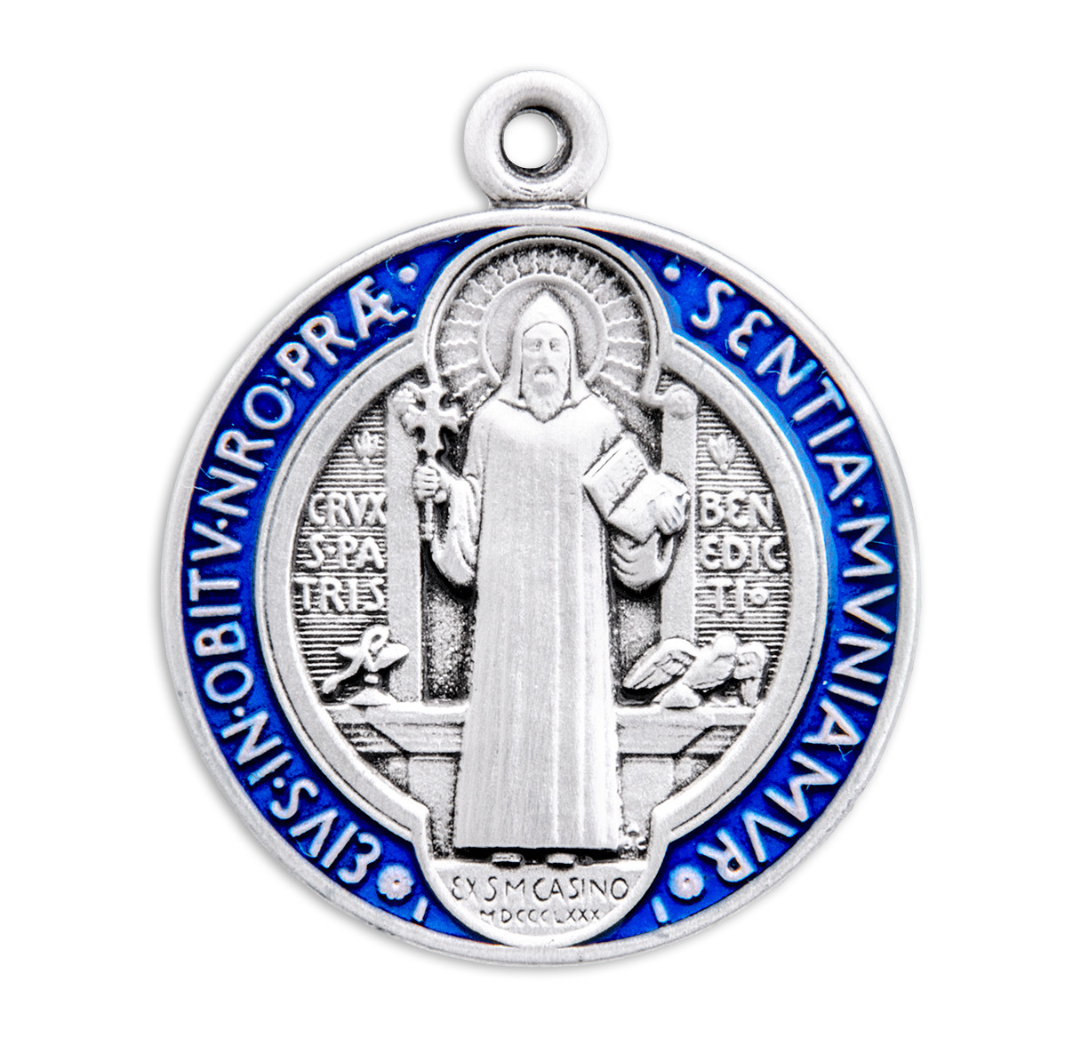 St. Benedict Jubilee Blue & Red Medal Necklace - Sterling Silver ...