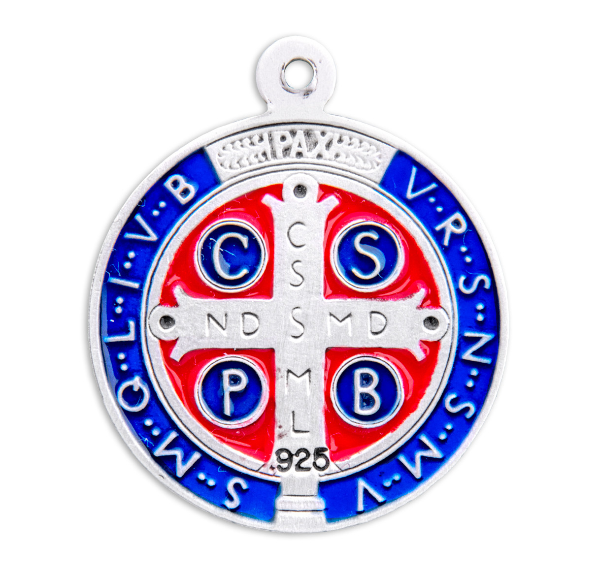 St. Benedict Jubilee Blue & Red Medal Necklace - Sterling Silver ...
