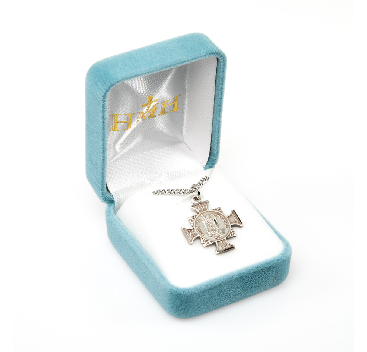 St. Michael Maltese Cross Necklace - Sterling Silver Pendant on 18 ...