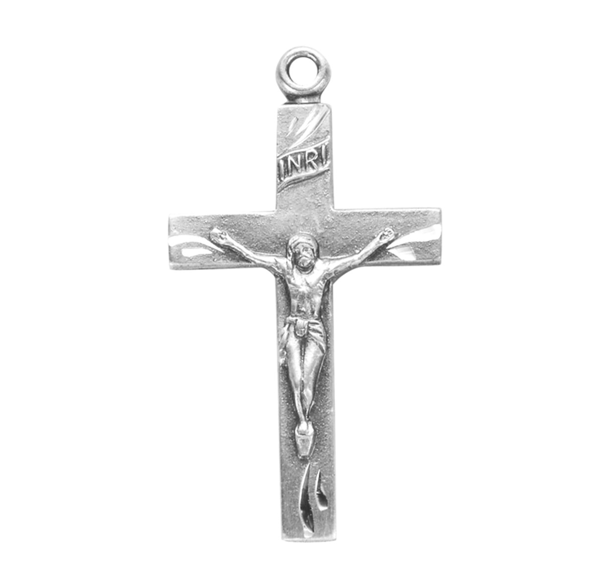 Basic Engraved Crucifix Necklace - Sterling Silver 1.1