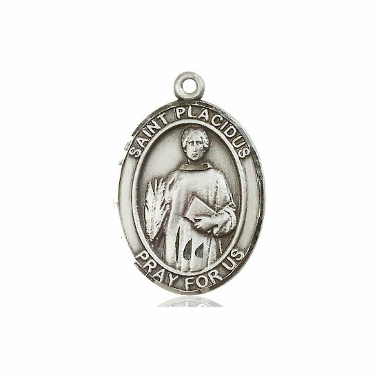 St. Placidus Medal - Sterling Silver Oval Pendant (3 Sizes)
