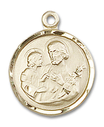 St. Joseph Medal - 14kt Gold 5/8" x 1/2" Round Pendant (0601K)