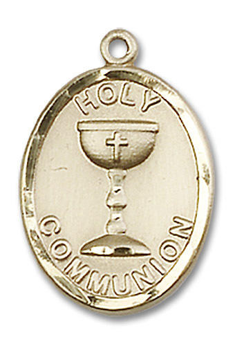 Holy Communion Medal - 14kt Gold Oval Pendant (2 Sizes)