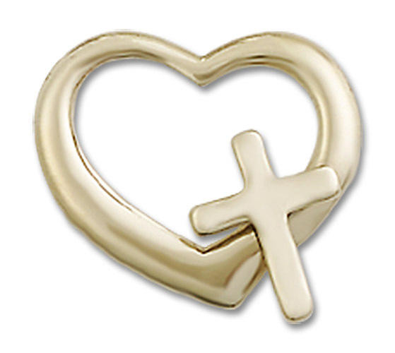 Cut Out Heart & Cross Pendant - 14kt Gold (4207)
