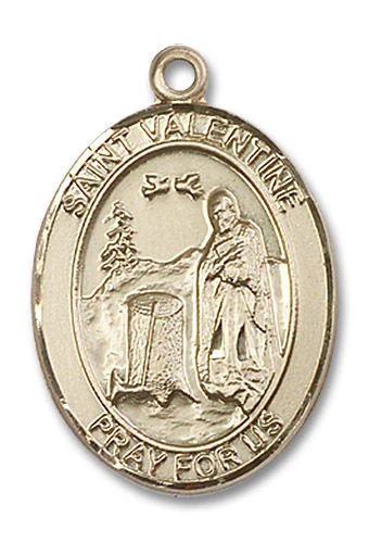 St. Valentine Medal - 14kt Gold Oval Pendant (3 Sizes)