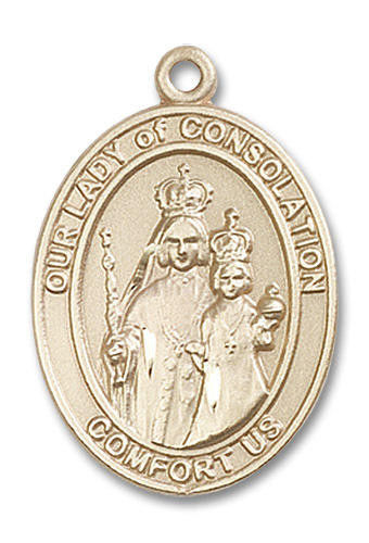 Our Lady of Consolation Medal - 14kt Gold Oval Pendant (3 Sizes)