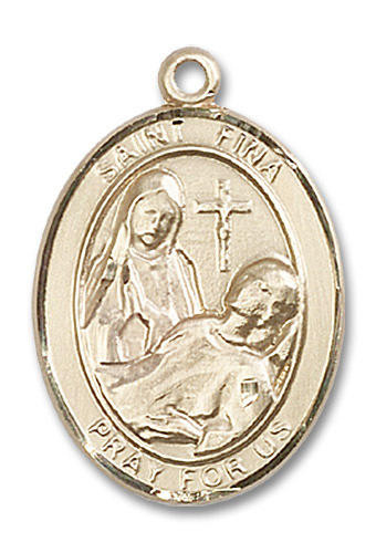 St. Fina Medal - 14kt Gold Oval Pendant (3 Sizes)